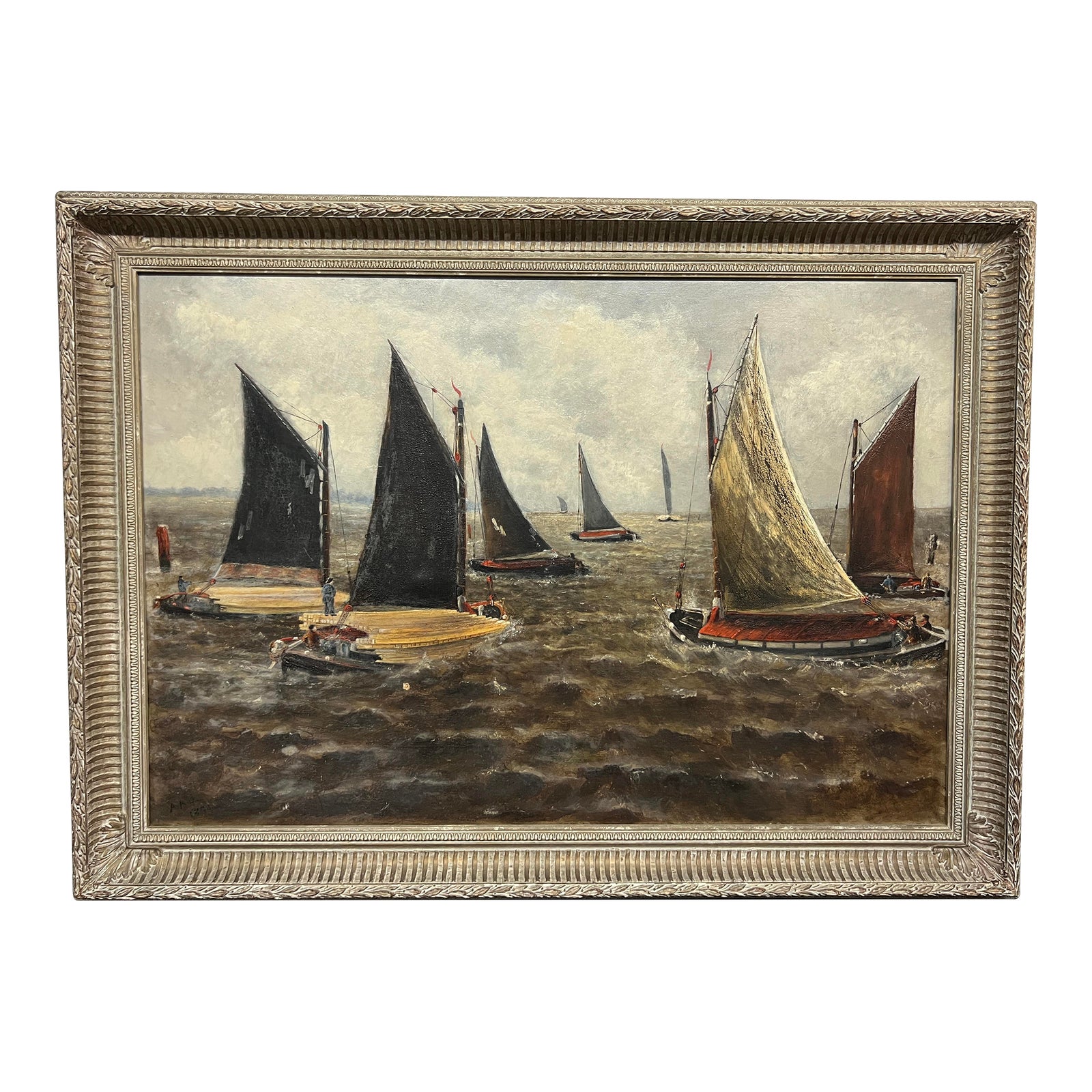 A.B.B. 1893 Orignial Sailing Oil Painting - Design Plus Gallery