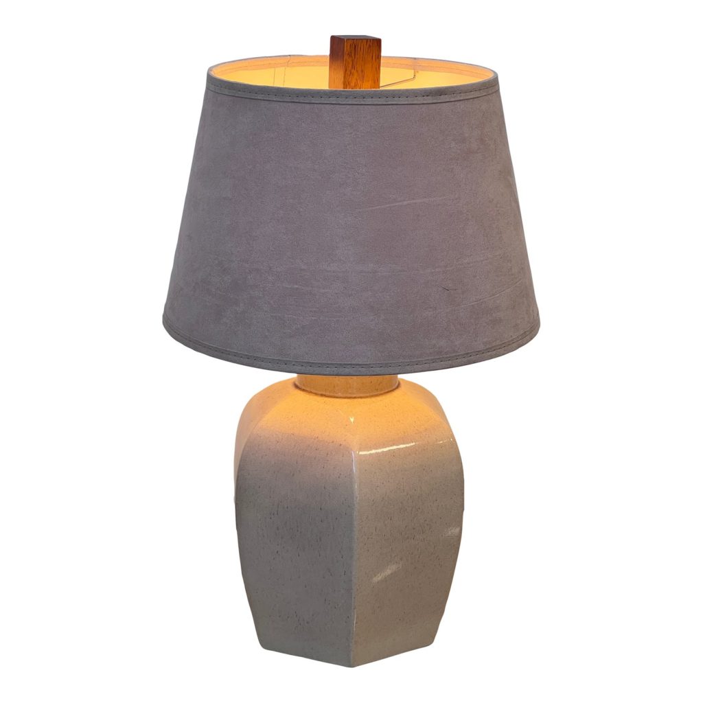 Contemporary Ginger Jar Style Table Lamp + Suede Shade - Design Plus ...
