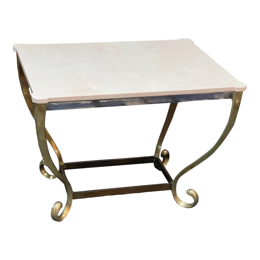 Vintage Neoclassical Brass + Marble Coffee Table - Design Plus Gallery