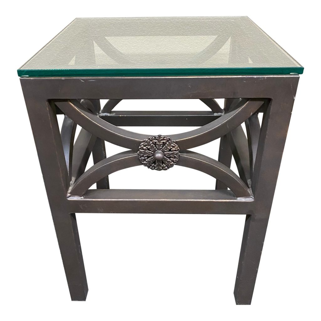 Transitional Glass Top Metal Side Table - Design Plus Gallery