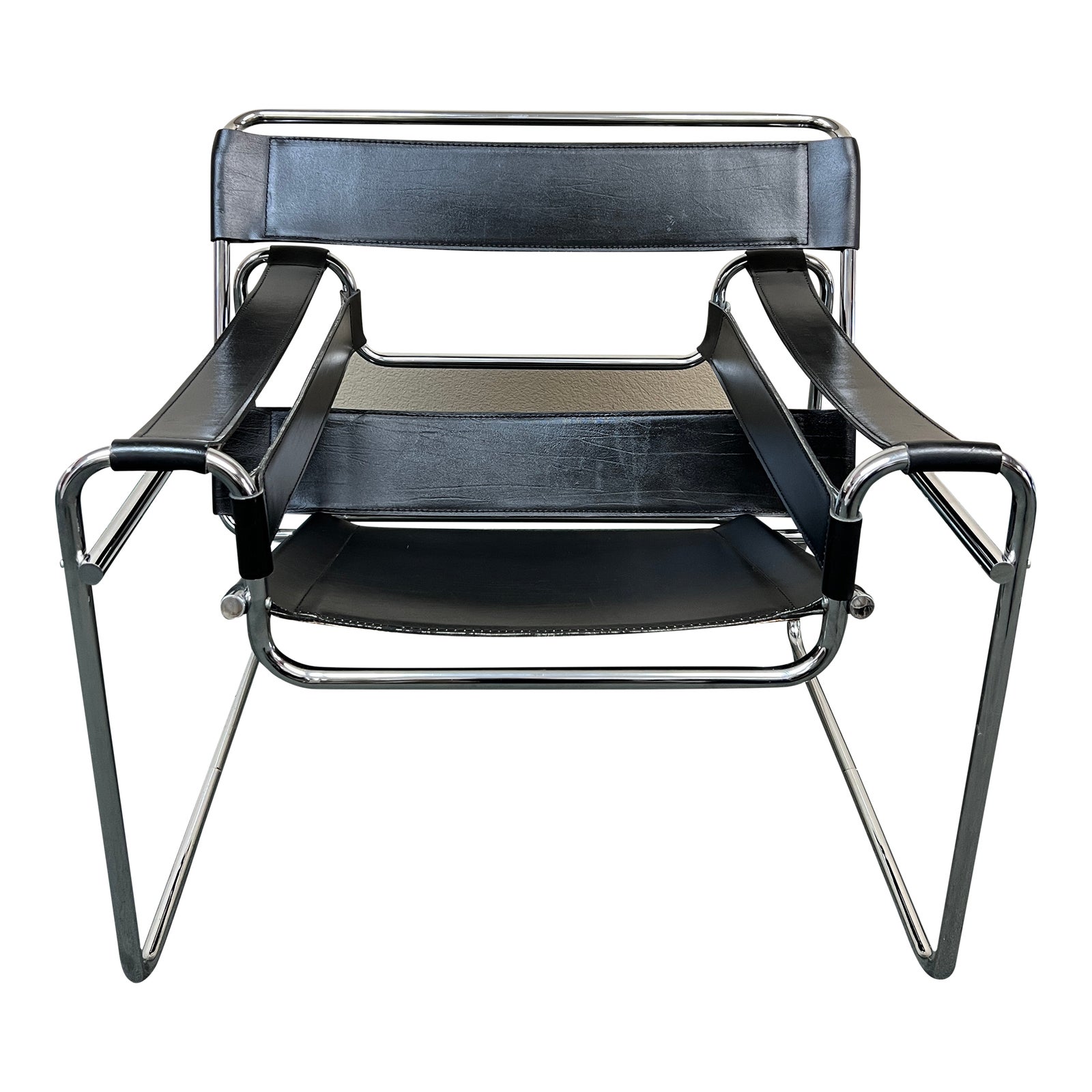 Wassily Style Leather Arm Chair - Design Plus Gallery