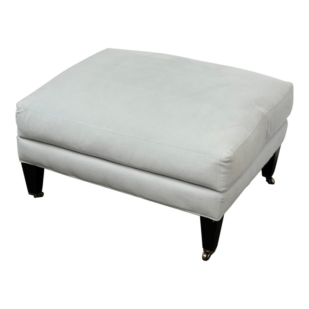 Williams Sonoma Upholstered Ottoman on Casters | Design Plus Gallery