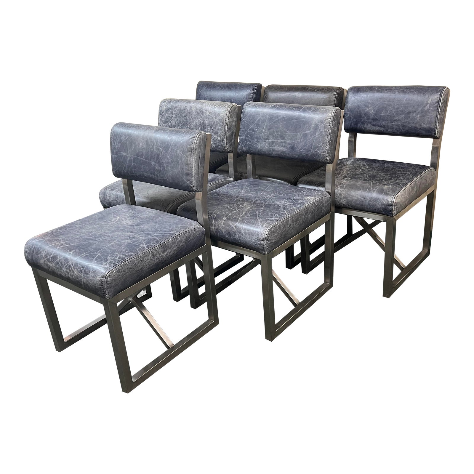 timothy-oulton-blue-dining-chairs-set-of-six-5822 - Design Plus Gallery