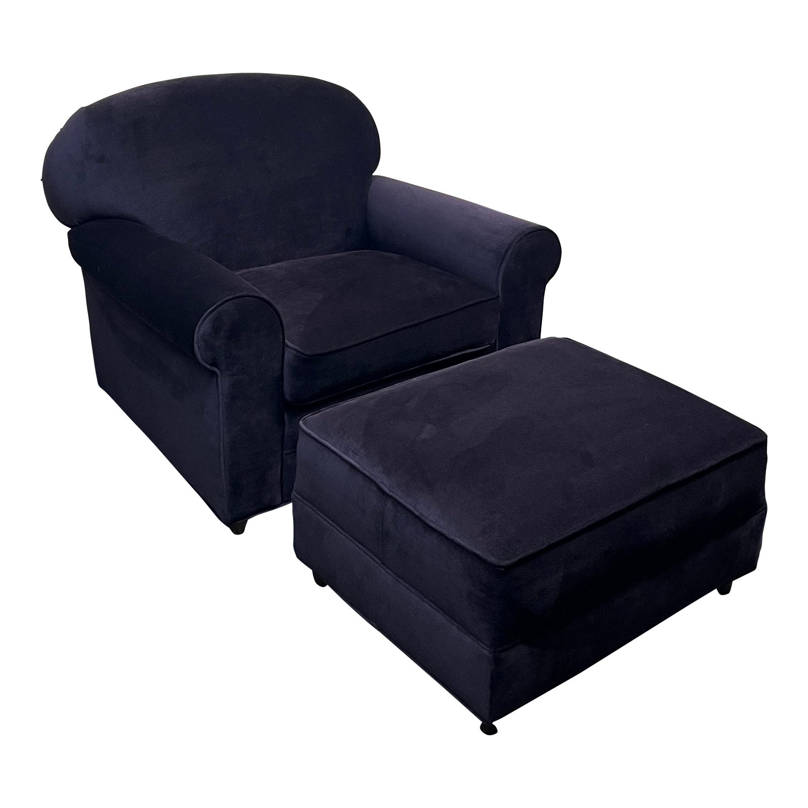 Custom Design Purple Velvet Arm Chair + Ottoman - Design Plus Gallery