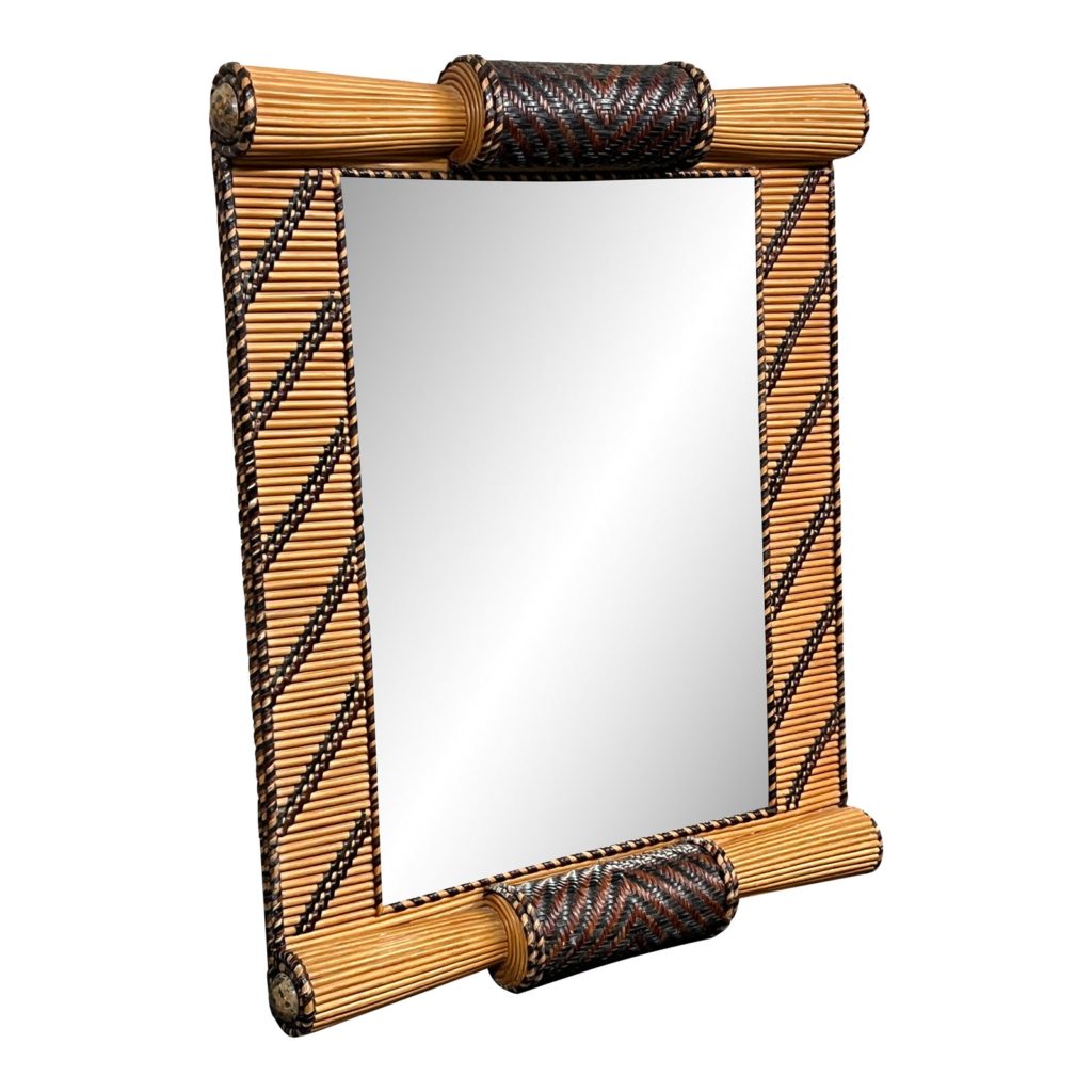 Exotic Bamboo + Leather Wall Mirror - Design Plus Gallery