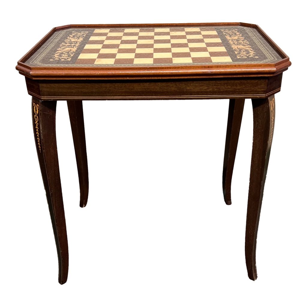 Vintage Italian Intarsio Style Game + Side Table - Design Plus Gallery