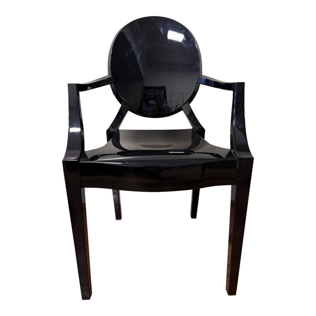 Shiny Black Arm Chair, Kartell Ghost Style - Design Plus Gallery