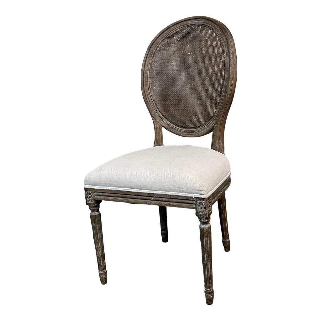 Restoration Hardware Vintage French Round Cane Back Fabric Dining Side ...