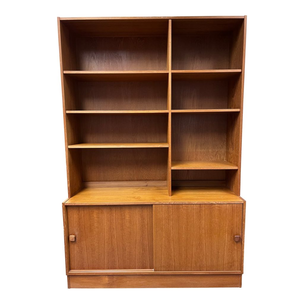 Domino Mobler Two Piece Teak Wood Bookshelf/Cabinet - Design Plus Gallery
