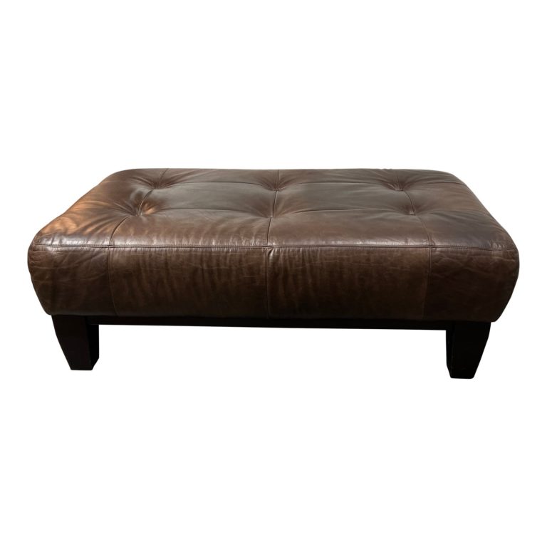 Pottery Barn Sullivan Leather Rectangular Ottoman - Design Plus Gallery