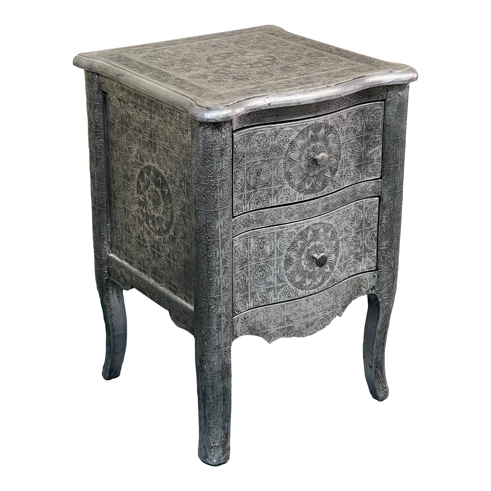 Silver embossed bedside table store