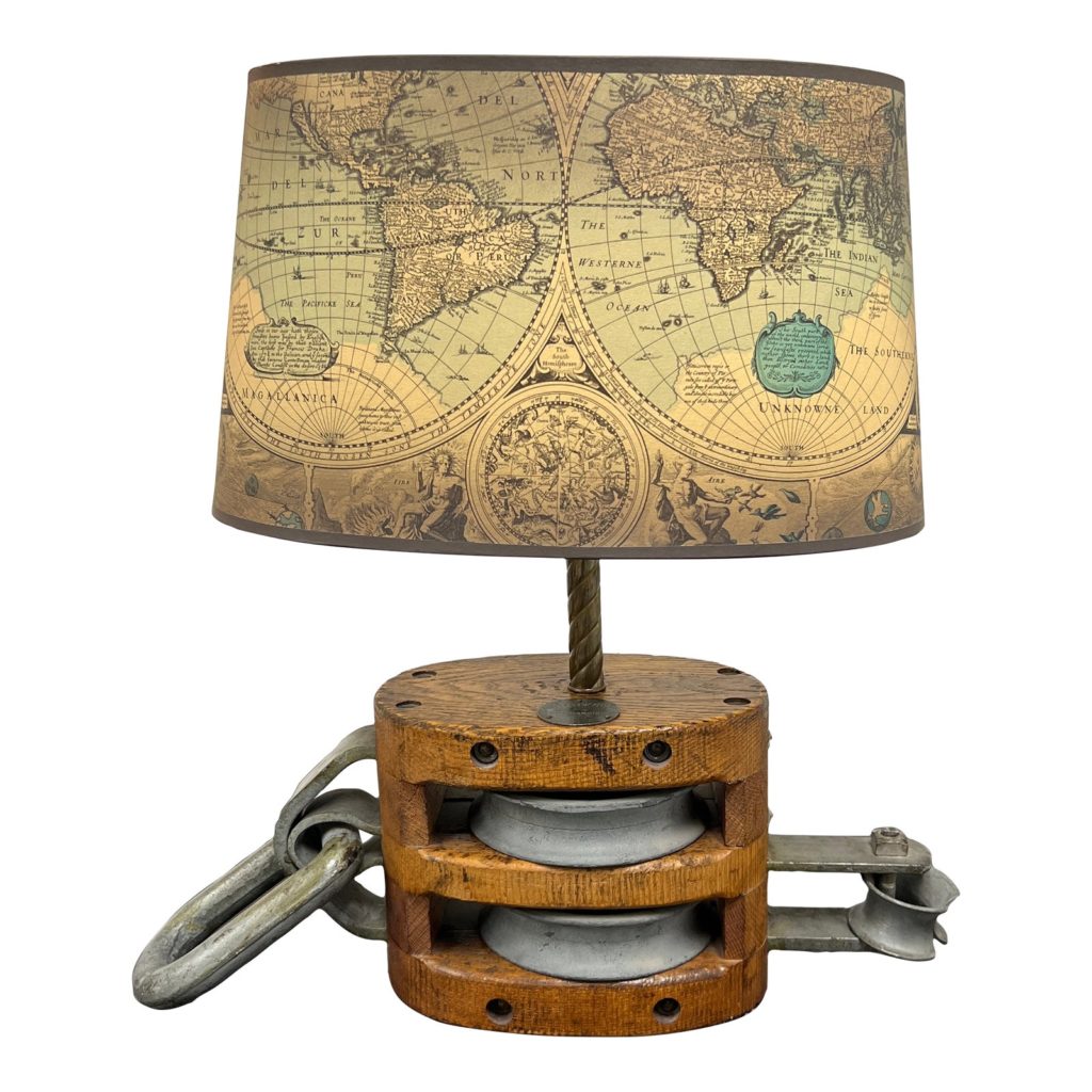Vintage Double Sheave Latch Hook Table Lamp - Design Plus Gallery
