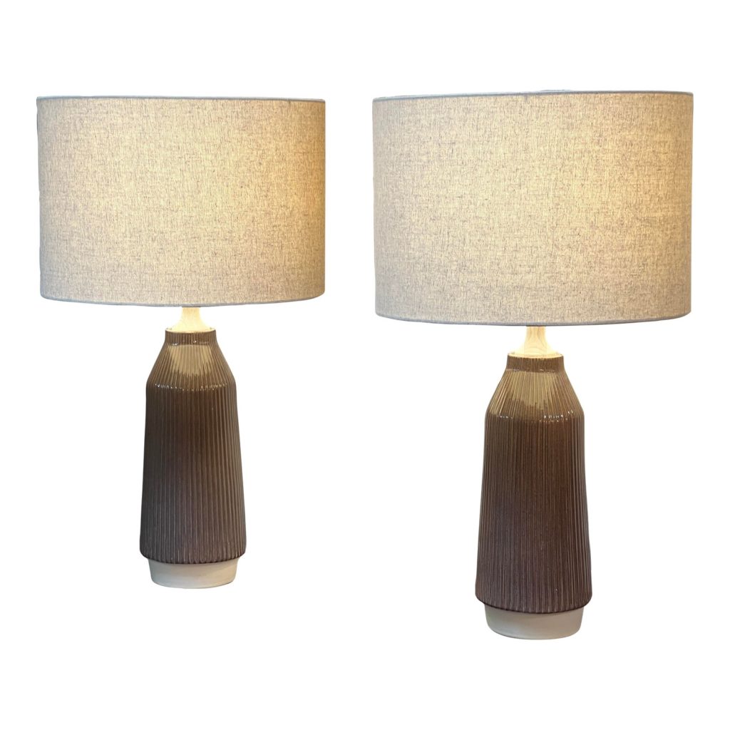 West Elm Roar and Rabbit Ripple Ceramic Table Lamps, a Pair. Original ...