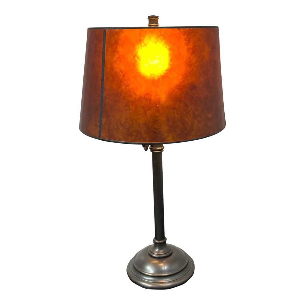 Pottery Barn Chelsea Metal Adjustable Table Lamp + Amber Mica Shade ...