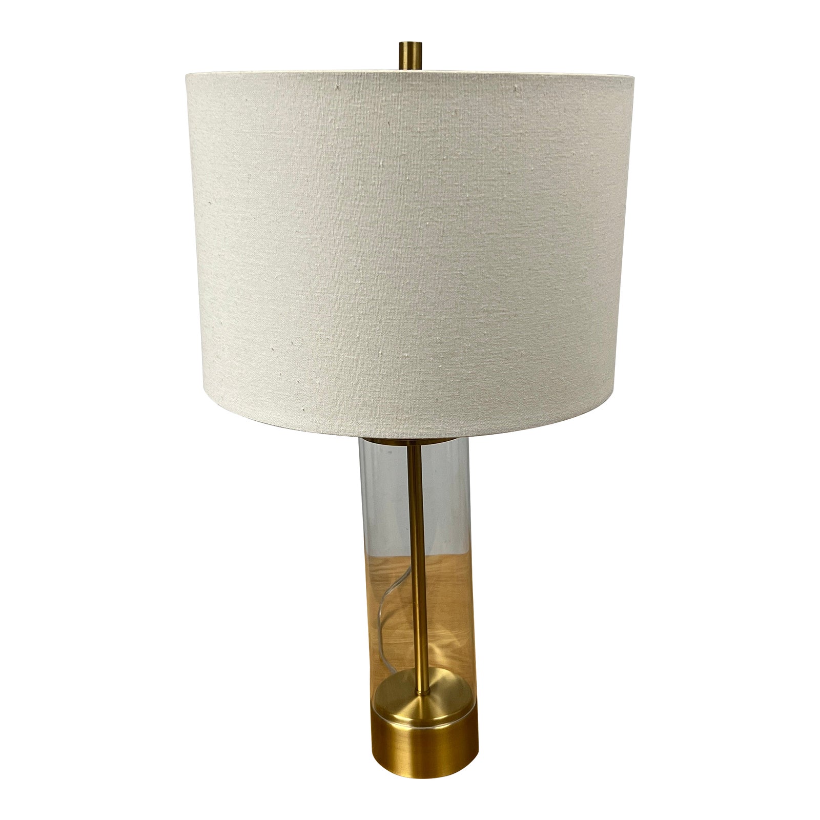 West Elm Acrylic Column Brass Table Lamp With Drum Shade. Original ...