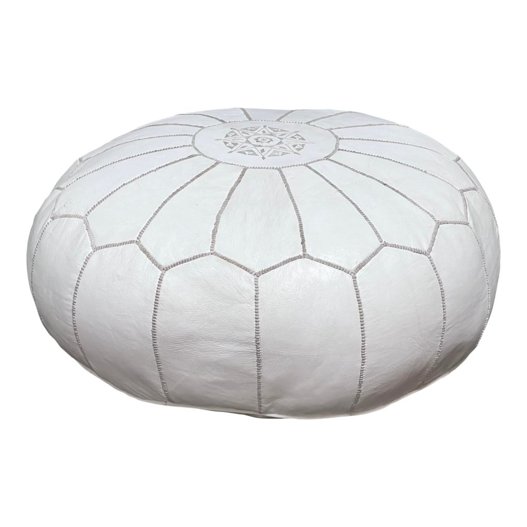 Serena & Lily Moroccan Leather Pouf. Original Price: $650 - Design Plus ...