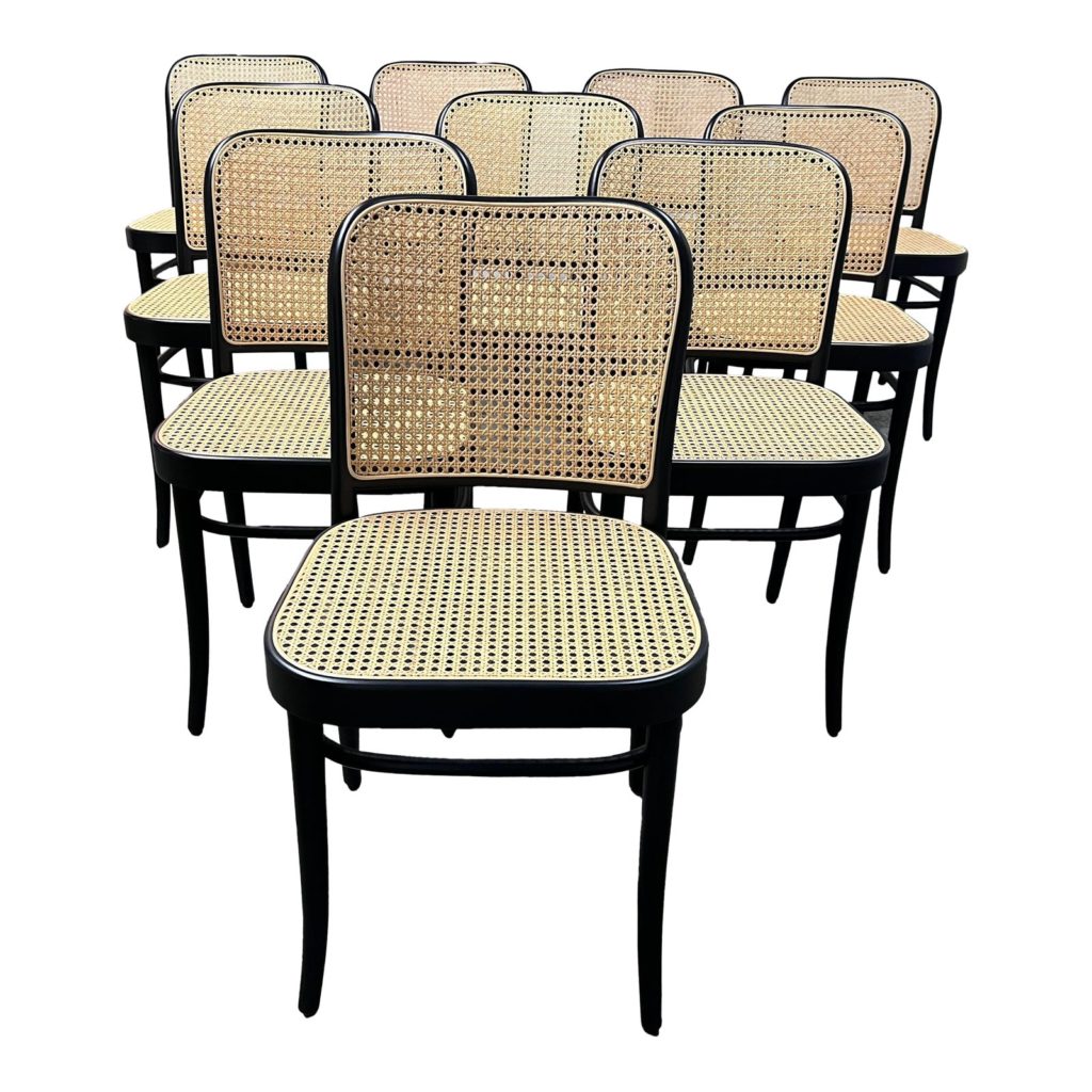 Ton Josef Hoffman Model 811 Caned Dining Arm and Side Chairs, Set of 12 ...