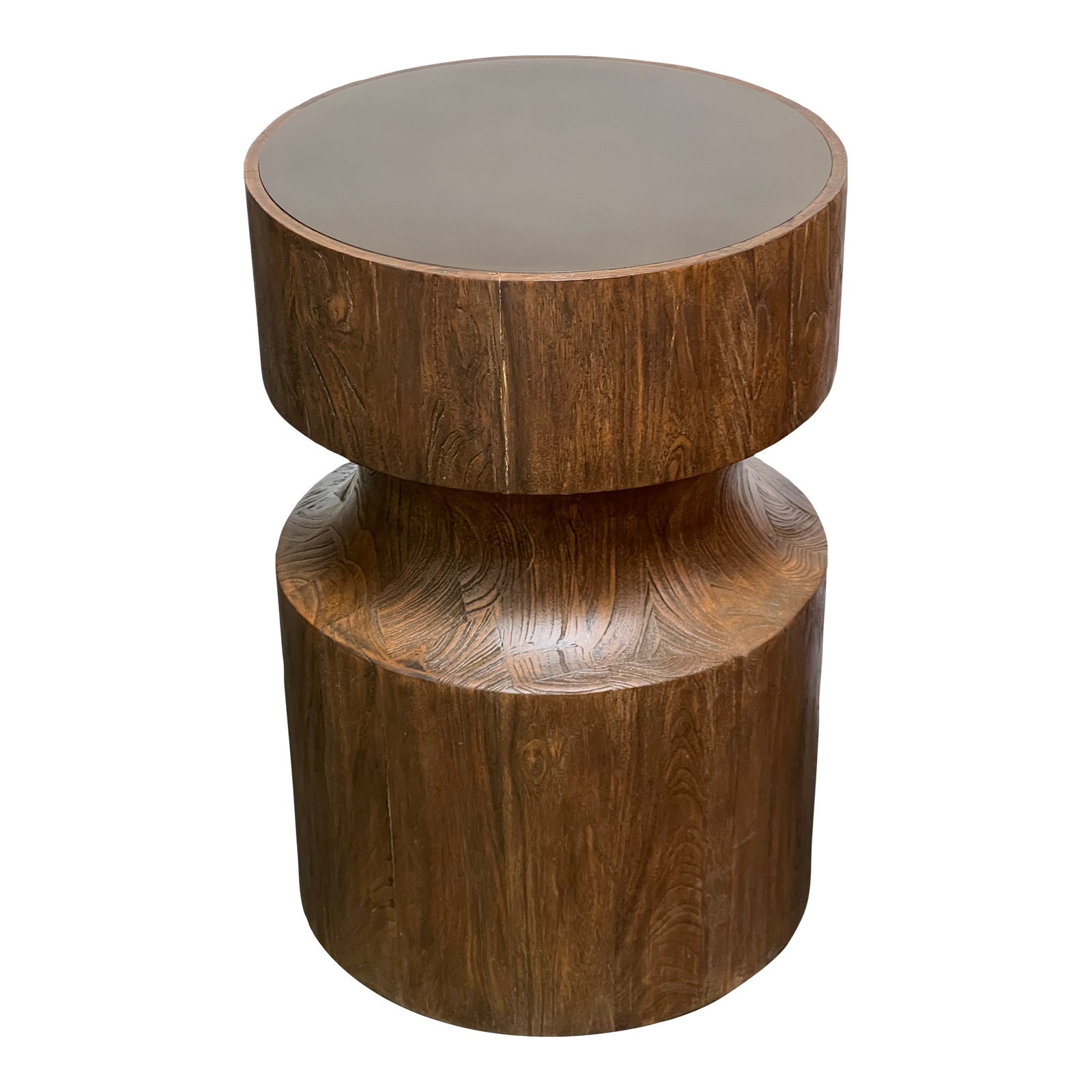 Brownstone Laguna Drum Solid Teak Side Tables, a Pair. Original Price: $3,756 - Design Plus Gallery