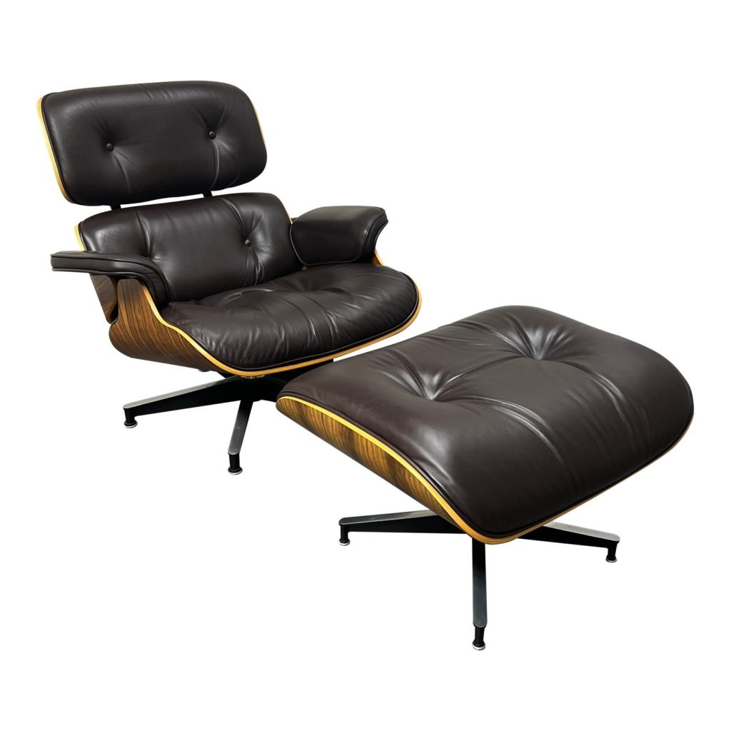 Herman Miller Charles & Ray Eames Lounge Chair + Ottoman, Palisander Shell + Pitch Brown Leather ...