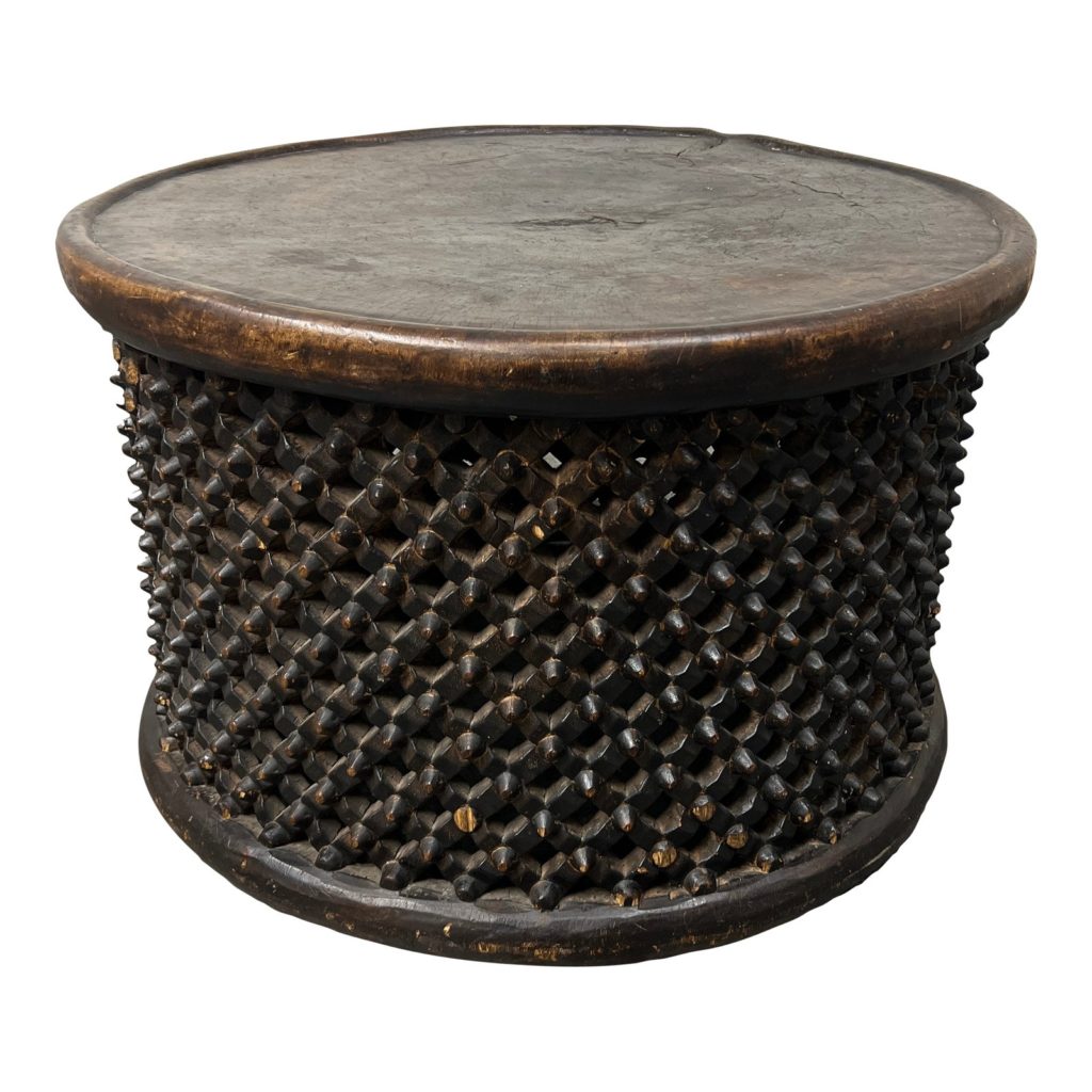 Vintage Wood Hand Carved African Bamileke Drum Table/Stool - Design ...