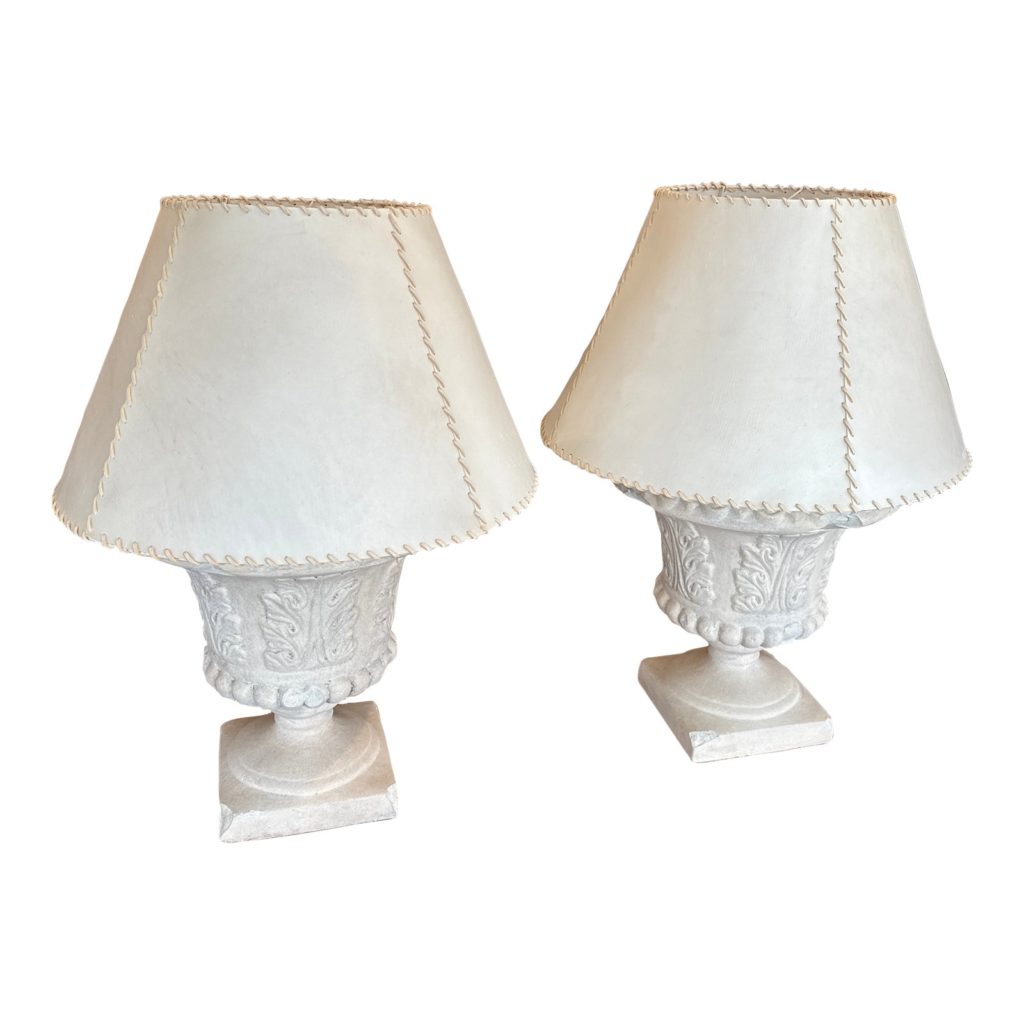 Cast Terracotta Urn Table Lamps, a Pair - Design Plus Gallery