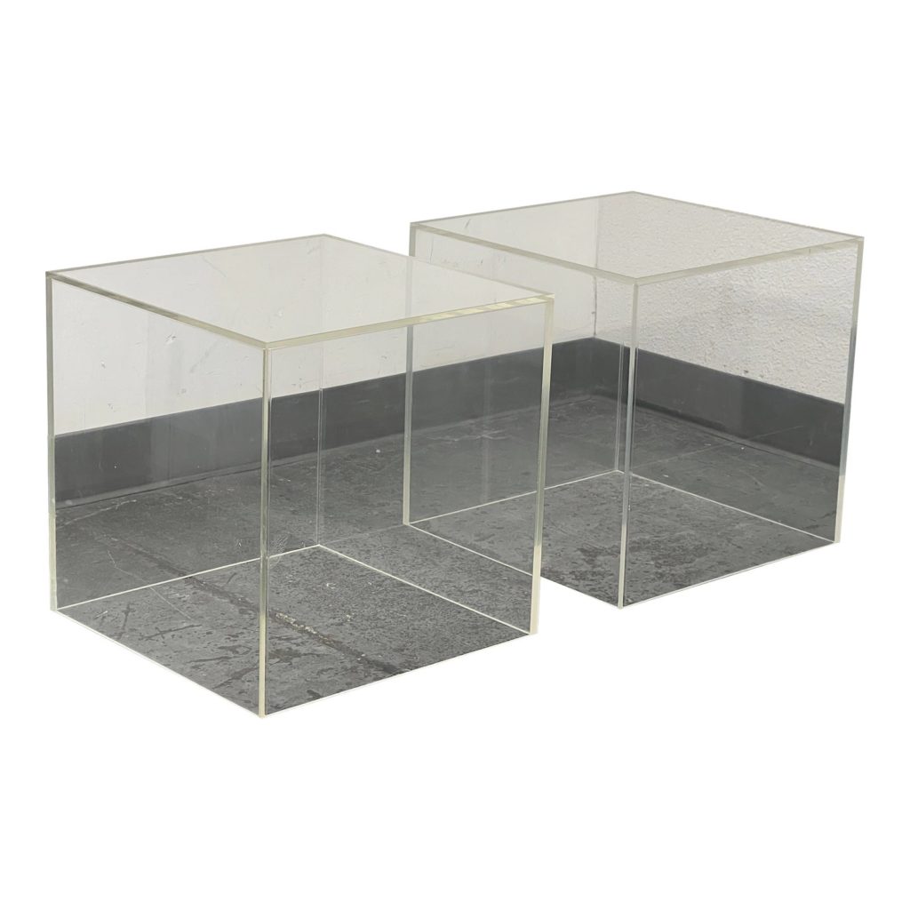 Acrylic Extra Large Cube Side Tables, a Pair - Design Plus Gallery