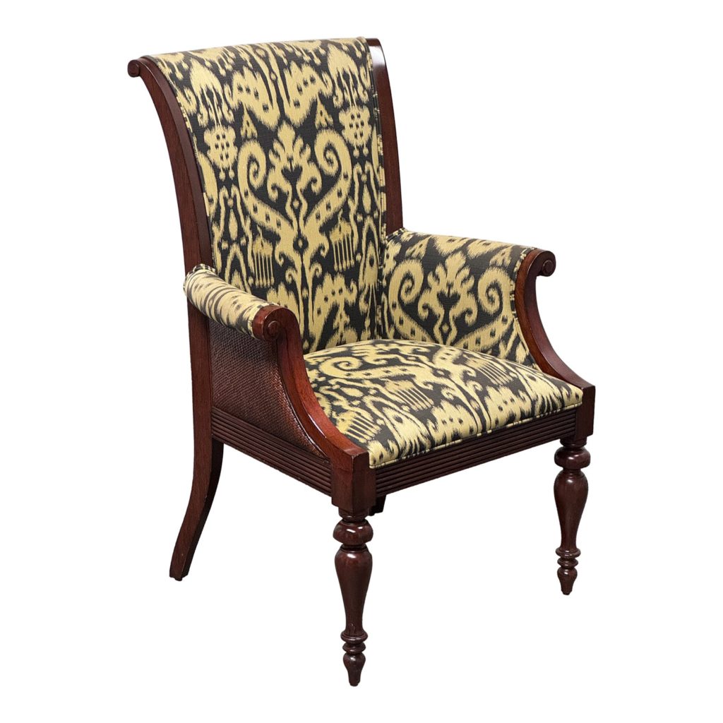 Ethan Allen Rattan Woven Back Arm Chair - Design Plus Gallery