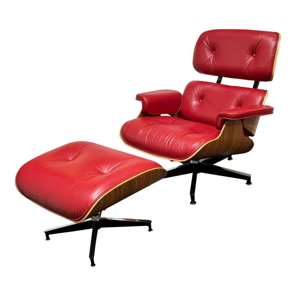 Herman Miller Red Leather Lounge Chair + Ottoman. Original Price ...