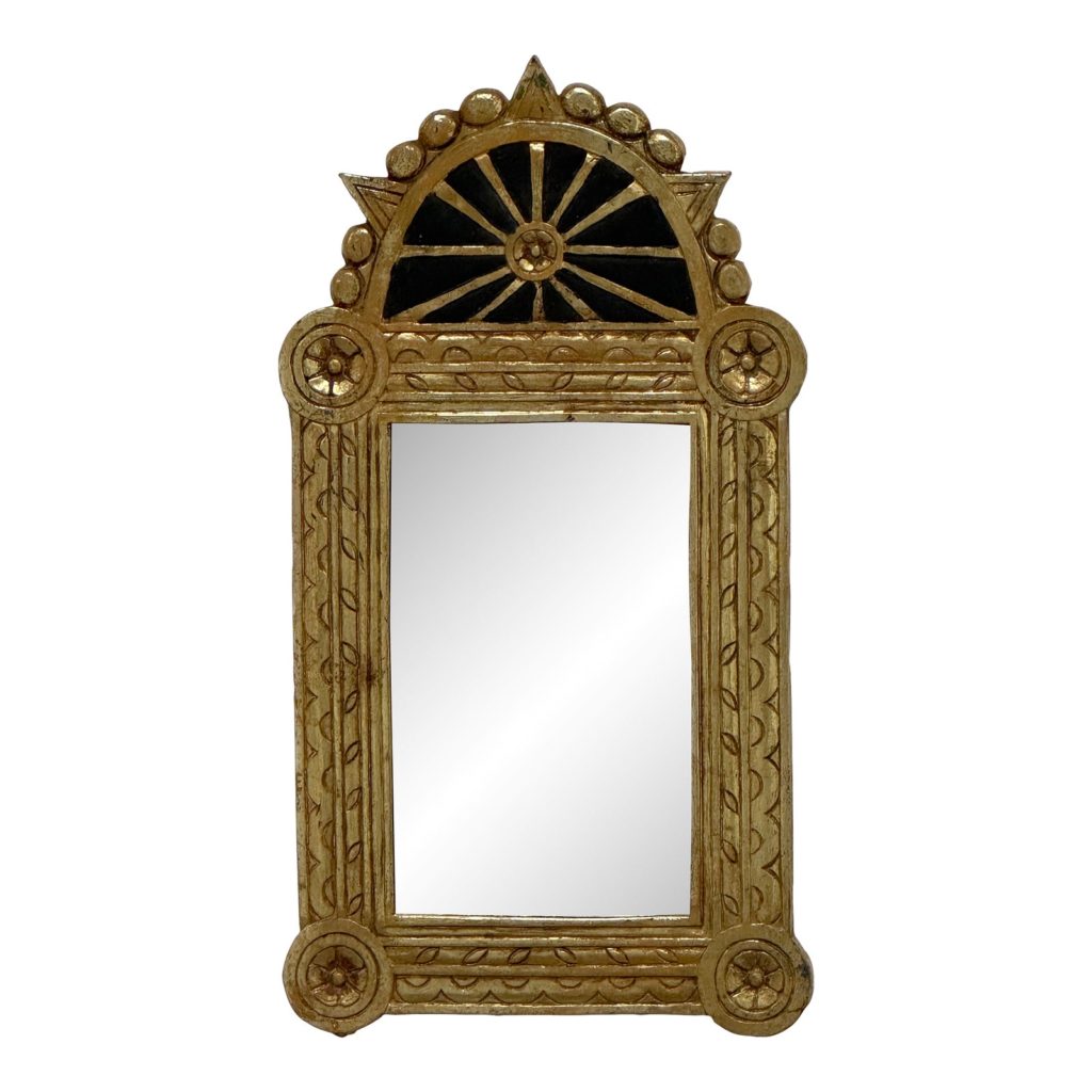 Moorish Style Mirror, Golden Wood With Arching Crown - Design Plus Gallery