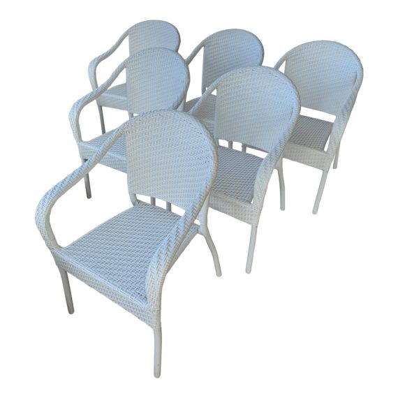 Thomasville Woven Rattan Espresso Dining Chairs, Set of Four | Design ...