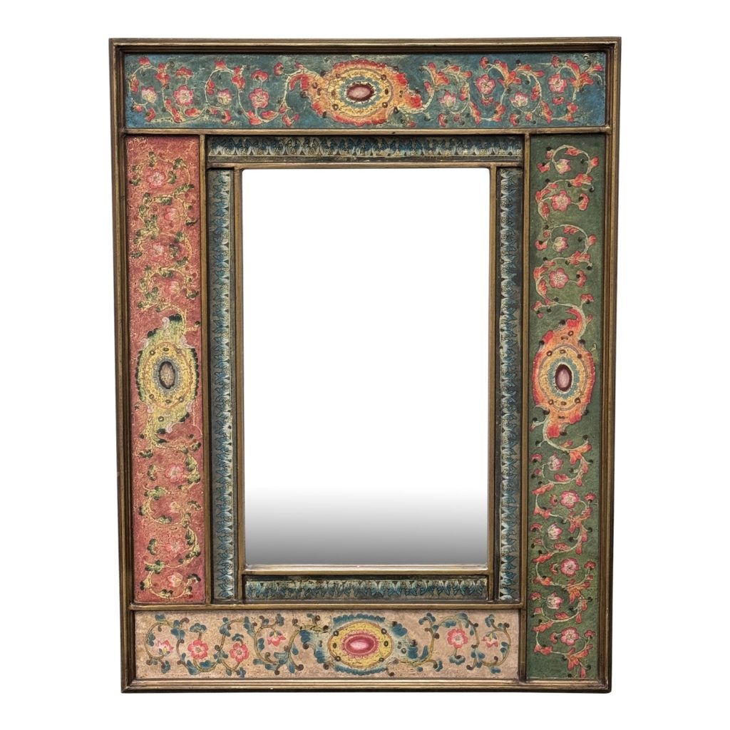 Reclaimed Wood Block Mirror From Nepal | Design Plus Gallery