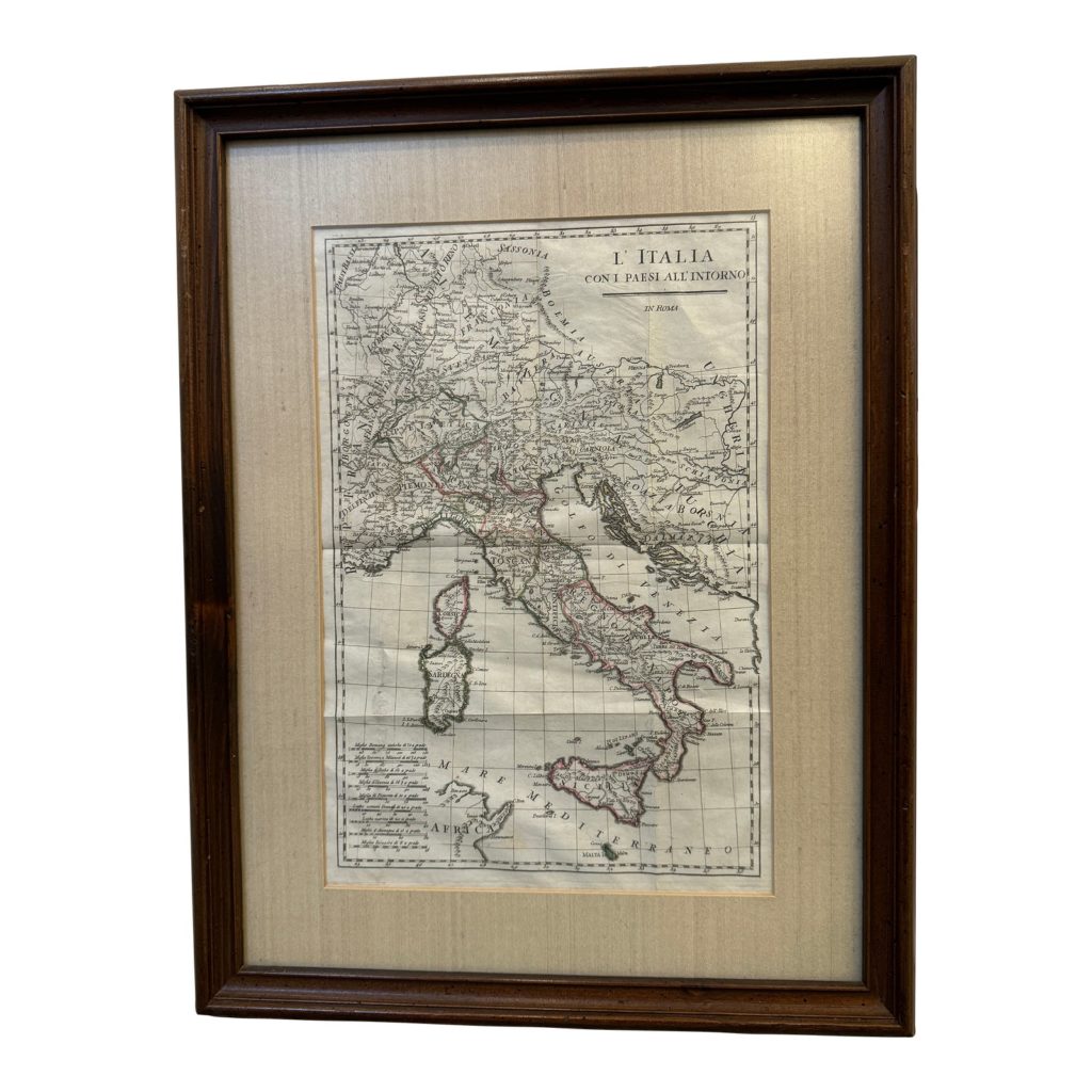 Vintage Italy and Surrounding Countries Bookplate Map, Framed - Design ...
