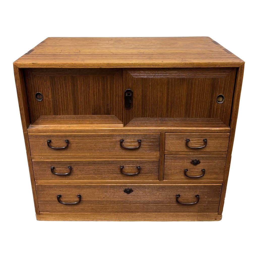 Antique Japanese Tansu - Upper Sliding Doors + 5 Drawers - Design Plus ...