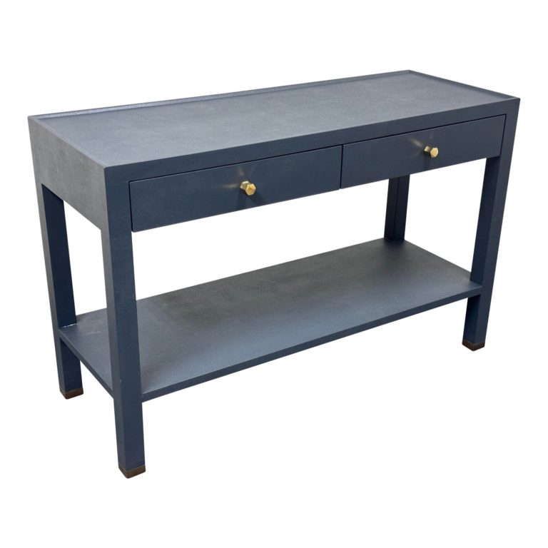 Roche Bobois Metal + Travertine Console Table | Design Plus Gallery