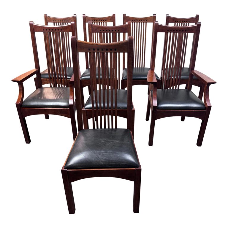 Stickley Furniture Cherry Wood Arts & Crafts Style Dining Room Chairs ...