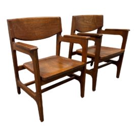 Vintage Mid Century Modern Walnut Library Chairs, a Pair | Design Plus ...