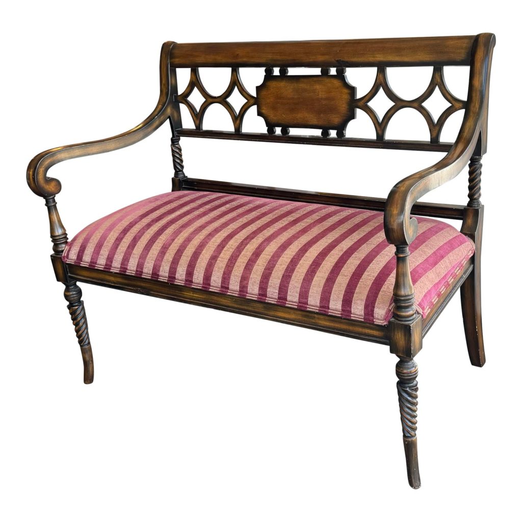 Regency Style Wood + Fabric Seating Bench - Design Plus Gallery