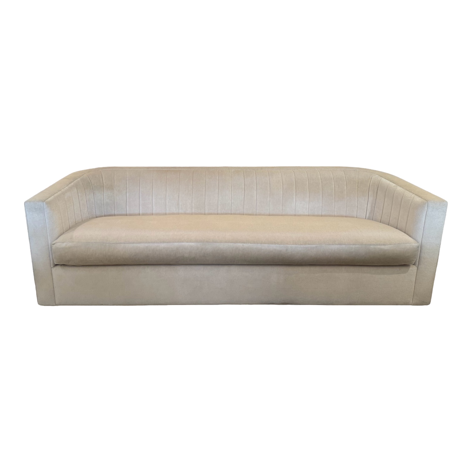 Custom Antique White Mohair Barrel Back Sofa. Original Price: $12,000 ...
