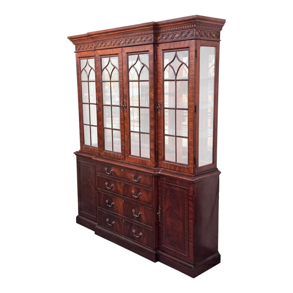 Chippendale Cherry Wood Finish Two Piece Hutch/Display Cabinet - Design ...
