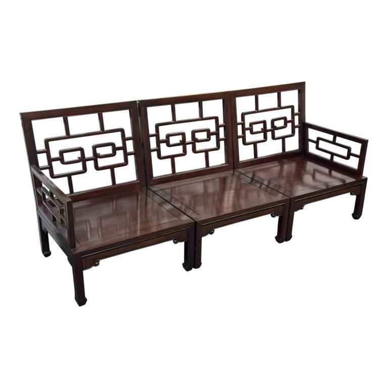 Vintage Chinese Rosewood Modular Sofa, 3 Pieces - Design Plus Gallery