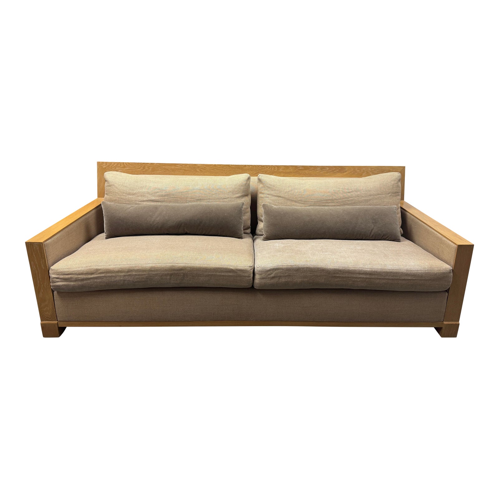 Ted Boerner Portrait Linen & Oak Wood Sofa. Original Price: $15,000 ...