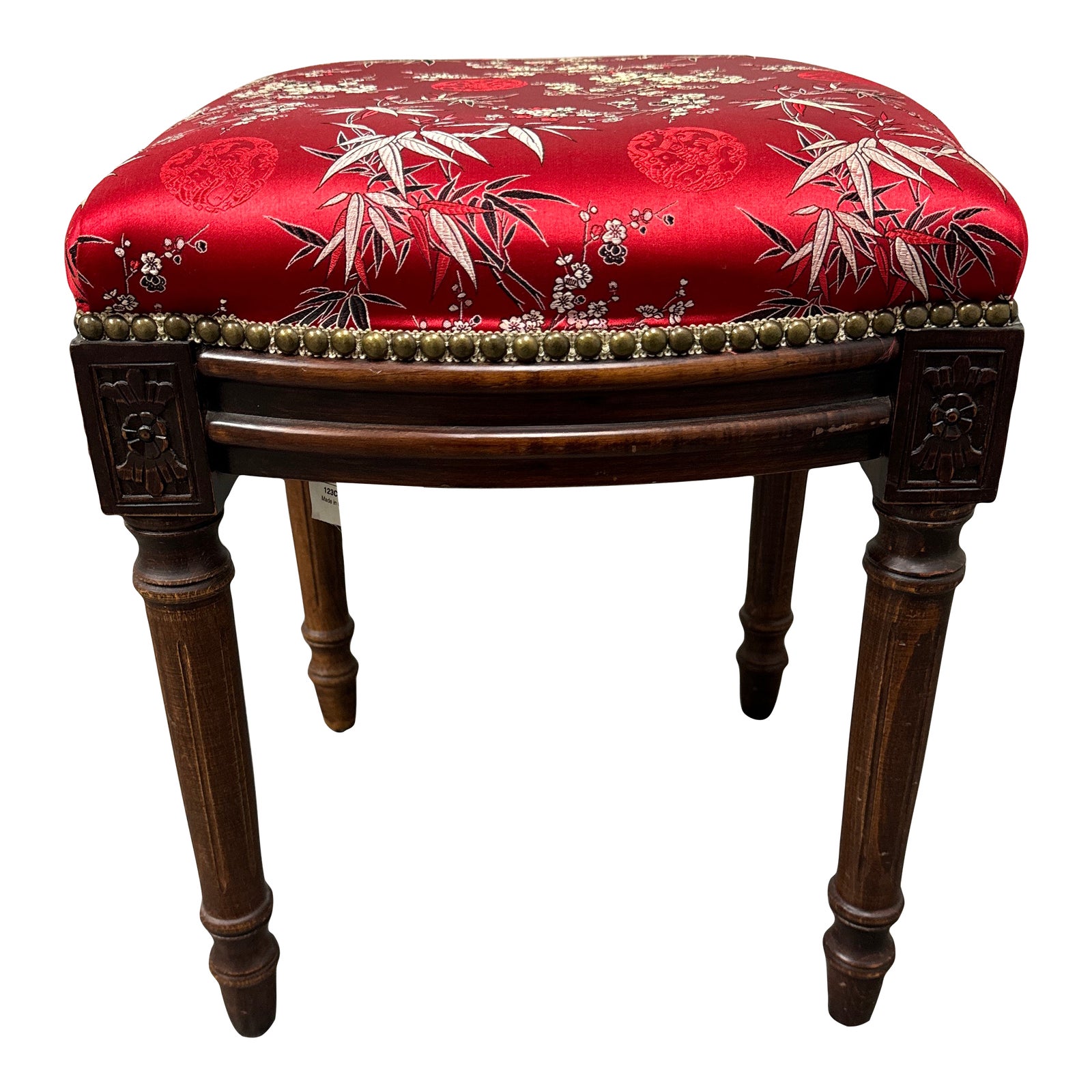 123 Creations Asian Inspired Red Silk Stool With Nailhead. Original ...