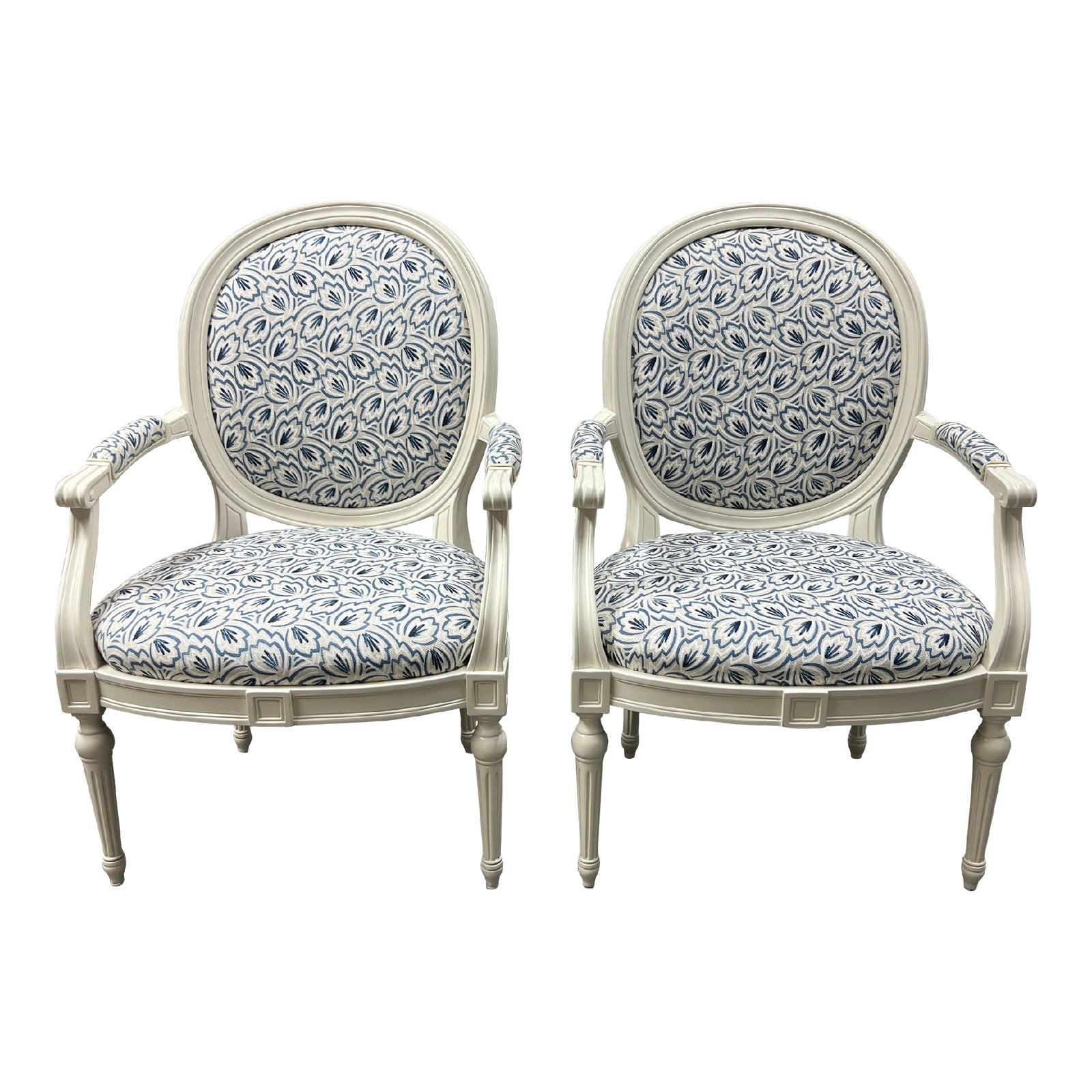 Custom Design Louis XVI Arm Chairs, a Pair - Design Plus Gallery