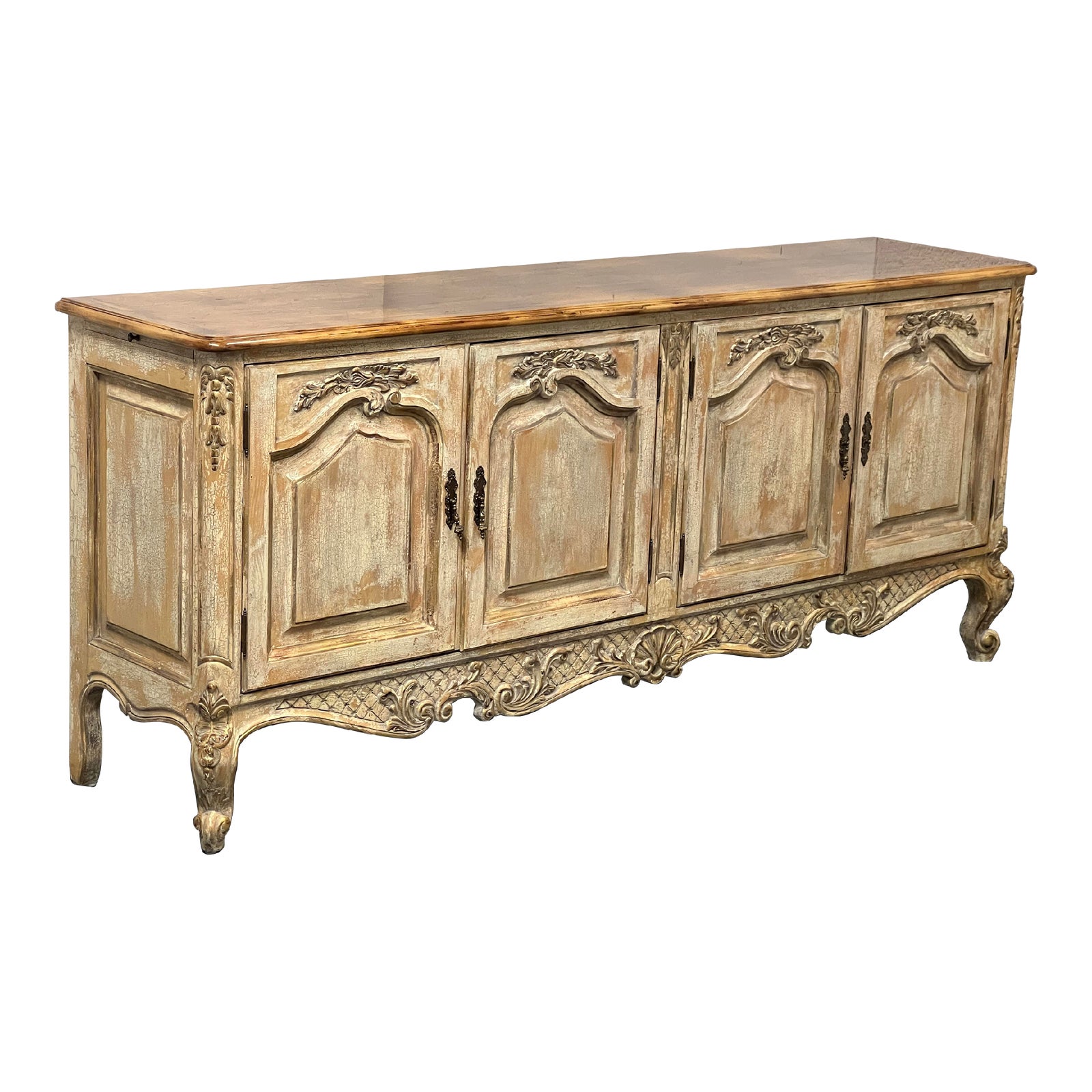 French Provincial Distressed Oak Decorative Sideboard - Design Plus Gallery