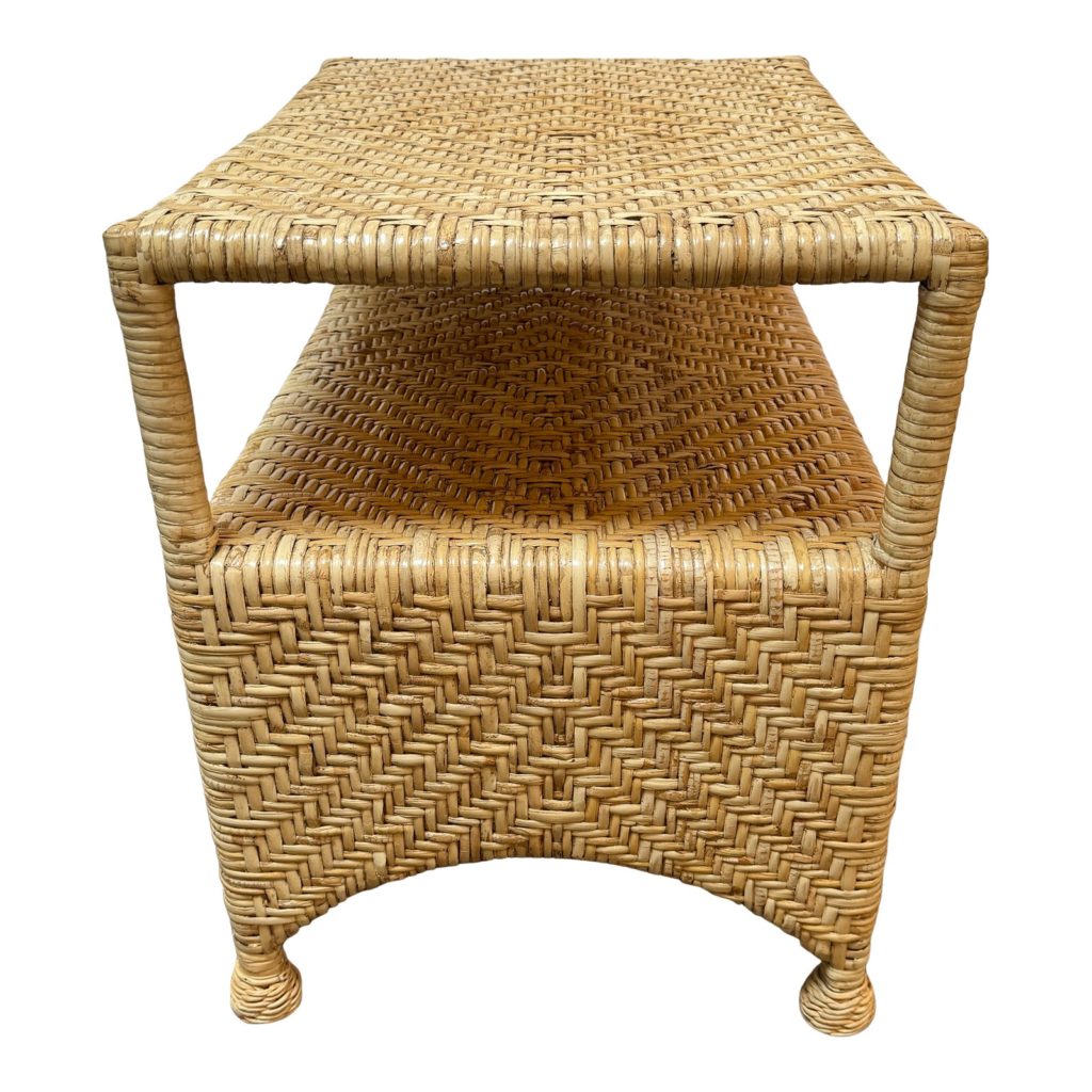 McGuire Woven Wicker Side Table - Design Plus Gallery