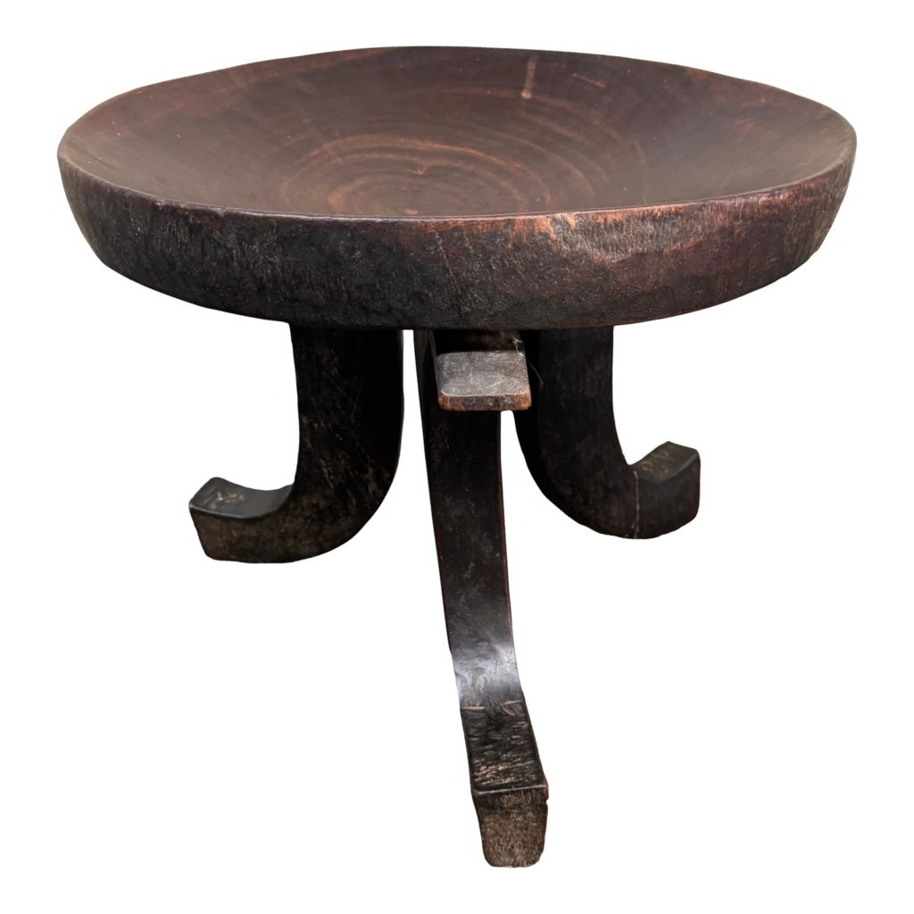 Vintage African Jimmy Three Legged Wood Stool - Design Plus Gallery