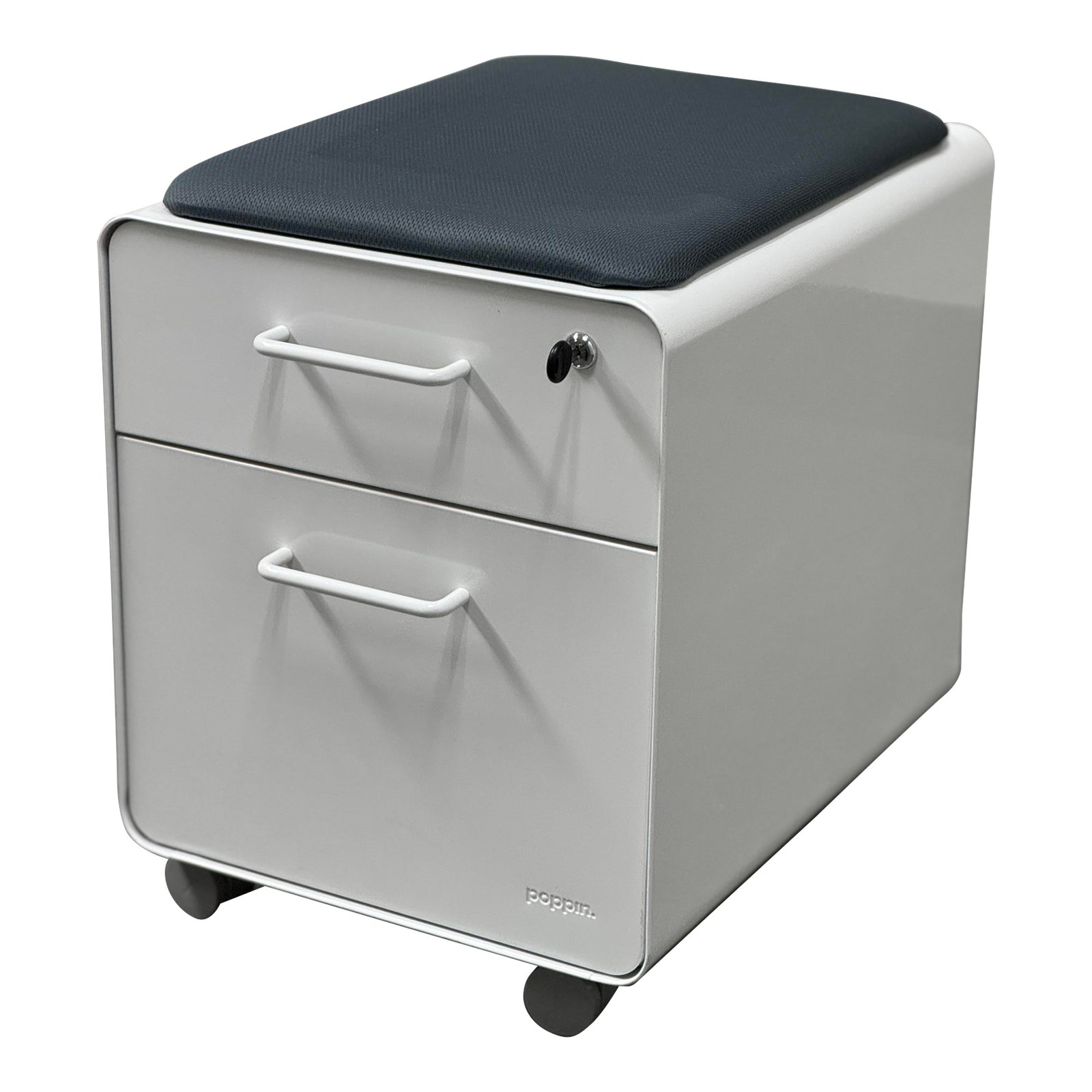 Poppin Mini 2 Drawer Stow Filing Cabinet With Seat. Original Price 290 Design Plus Gallery