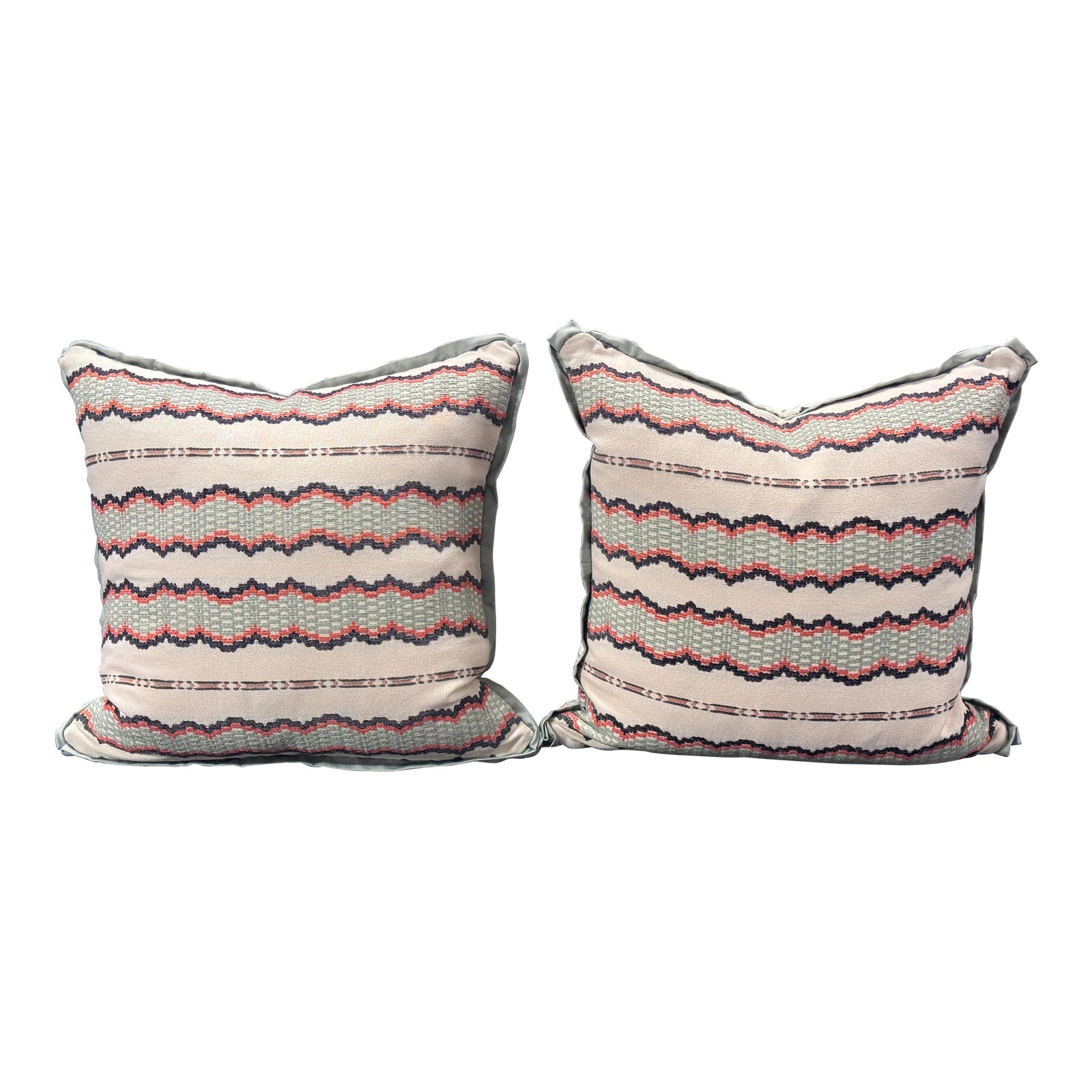 Custom Design Teal, Red and Navy Pillows, a Pair - Design Plus Gallery