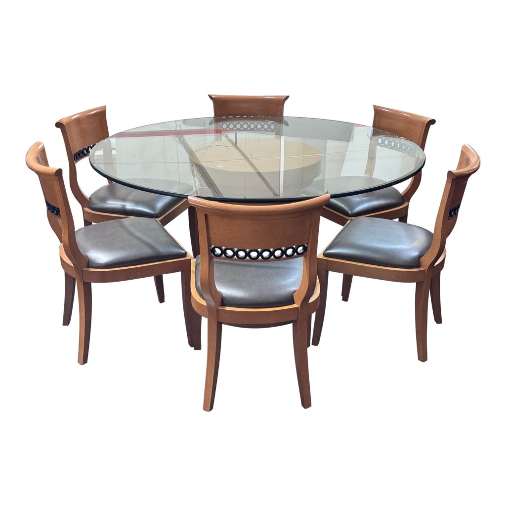 arts-and-crafts-pedestal-dining-table-matching-dining-chairs-with ...