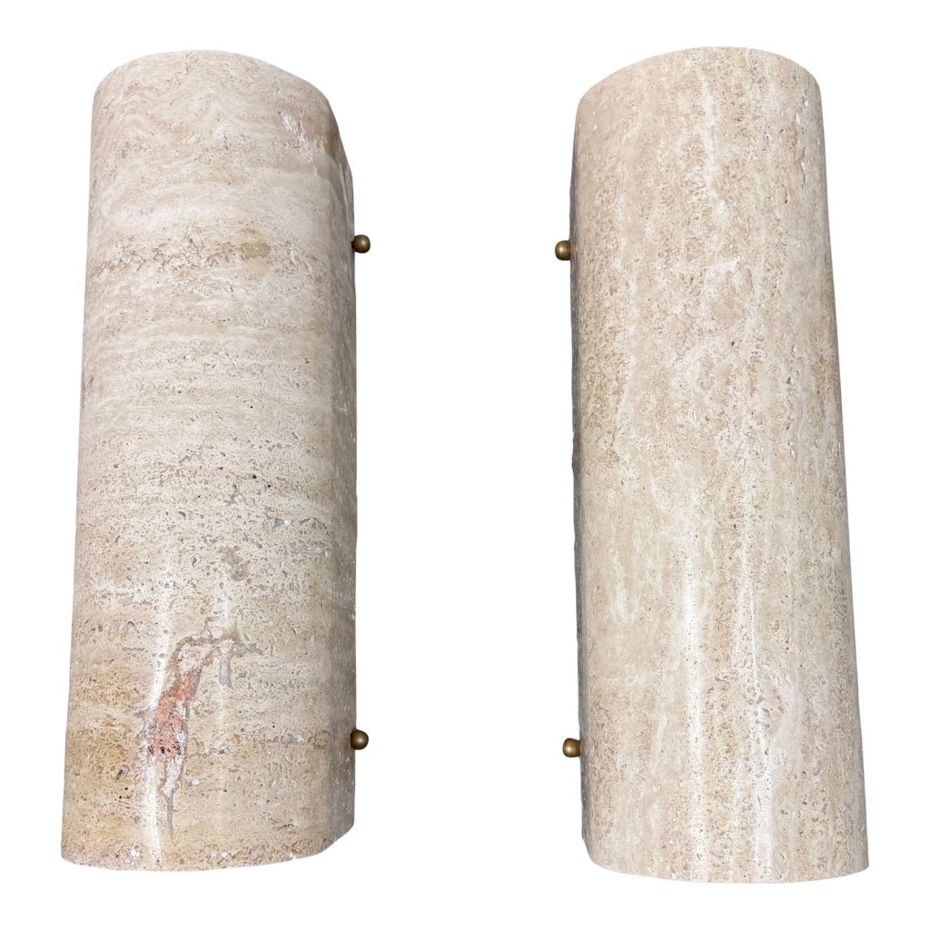 Coco Republic Travertine Stone Wall Sconces, a Pair - Design Plus Gallery